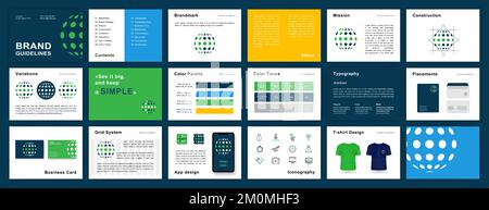 Blue and Green Brand Guidelines template. Brand Identity presentation ...