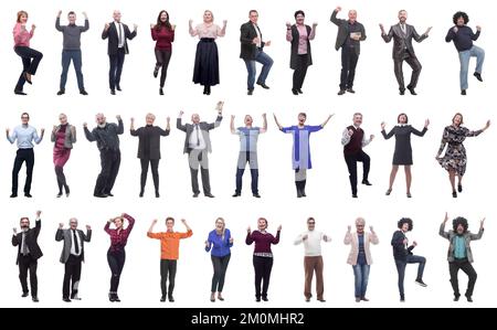 collage of people joyful energetic full length isolated Stock Photo - Alamy