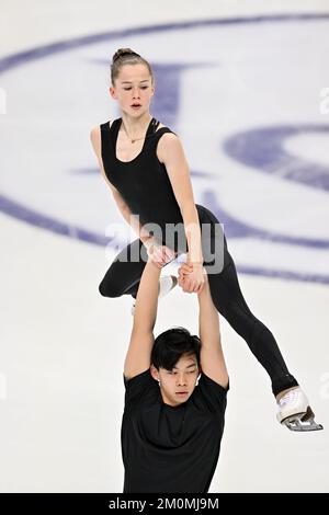Cayla SMITH & Andy DENG (USA), during Junior Pairs Free Skating, at the ...