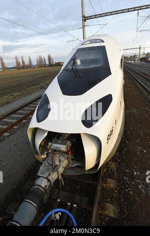 Velim, Czech Republic. 07th Dec, 2022. Testing of French high-speed ...