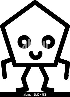 pentagon geometric shape character line icon vector illustration Stock ...