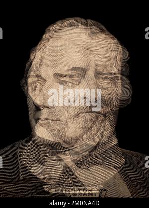 Double exposure of portrait of U.S. presidents Ulysses S. Grant and ...