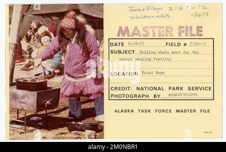 Boiling whale meat at Whaling Festival. Alaska Task Force Photographs ...
