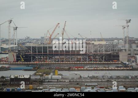 Everton FC new stadium being built at Bramley Moore dock, Liverpool ...