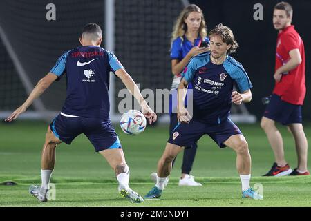 Doha, Qatar, December 07, 2022.Ivan Perisic, Luka Modric, Mateo Kovacic ...