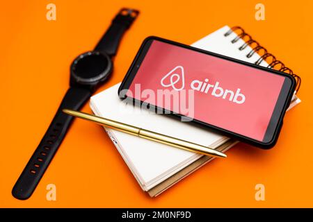 Poland. 7th Dec, 2022. In this photo illustration an Amazon logo seen ...