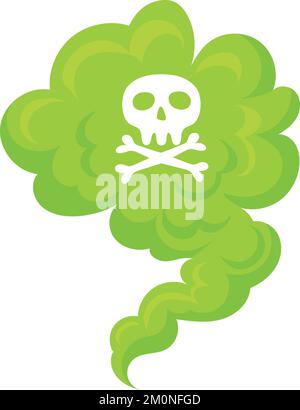 Green toxic smoke cloud with skull sign background. Bad poison smell ...