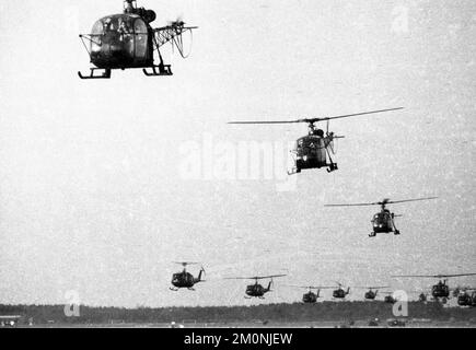 The field parade, a weapons display by all units of the Bundeswehr and ...