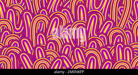 Abstract magenta rainbow trippy psychedelic seamless pattern in 70s ...