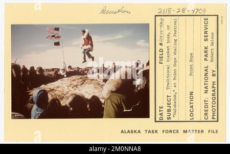 Traditional blanket toss, or "Nulukatuk," at Point Hope Whaling ...