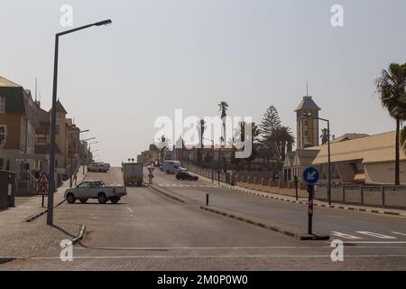 Swakopmund, Namibia - 03 October 2018: Promenade in Swakopmund. Exotic ...
