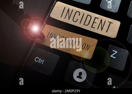 Handwriting text Incident Investigation, Internet Concept responsible for the integrity of the ...