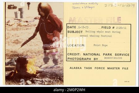 Boiling whale meat for the annual Whaling Festival. Alaska Task Force ...