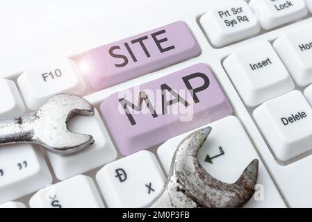 Text showing inspiration Site Map, Concept meaning designed to help ...