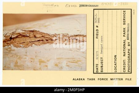 Damaged canoe. Alaska Task Force Photographs Stock Photo - Alamy