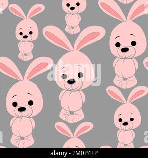 Cute baby rabbit animal seamless pattern, forest illustration for ...