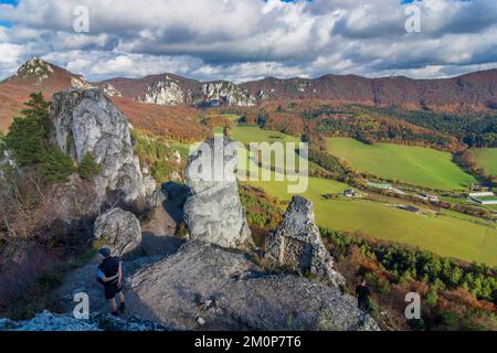Sulovske skaly (Sulov Rocks): view from ruin Sulov Castle to Sulov ...
