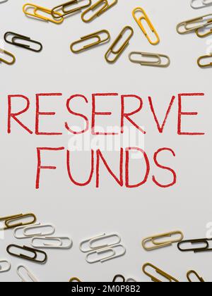 Hand writing sign Reserve Funds, Internet Concept money released from ...