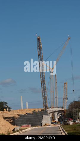 DeLand, Florida, USA. 2022. Construction work to build a new concrete ...