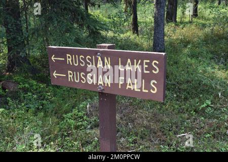 Hiking trail signs in Alaska Stock Photo - Alamy