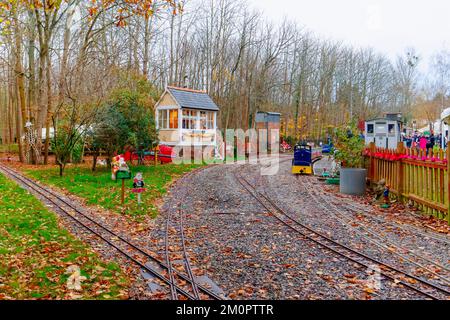 Signal box at Mizens Miniature Railway in Woking, Surrey Stock Photo ...