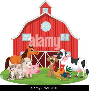Cartoon farm animals in the barnyard Stock Vector Image & Art - Alamy
