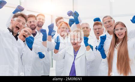 large group of medical researchers showing their success Stock Photo ...