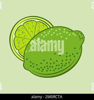 Illustration of Juicy Stylized Half Lime with Peel. Icon for Food Apps ...