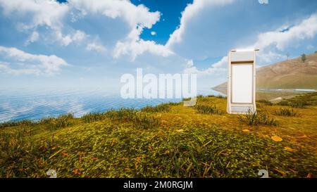 3D rendering. Outside mockup with natural environment, advertising in ...