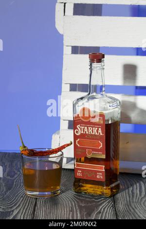 MINSK, BELARUS - DECEMBER 4, 2022 Strong spirit drink Starka Select ...