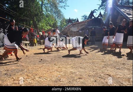 Kohima, India. 8th Dec, 2022. Naga tribesman from Pochury tribe ...