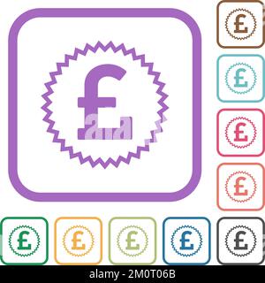 English Pound sticker alternate simple icons in color rounded square ...