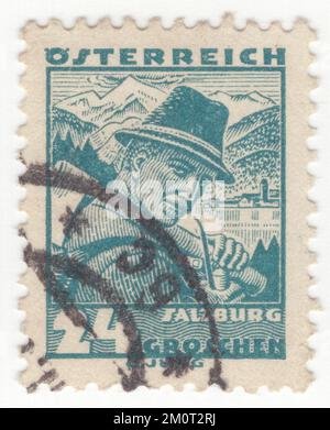 AUSTRIA - 1934: Original canceled Austrian 5 groschen red violet ...