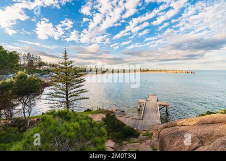 Port Elliot Jetty viewed on a day towards the Horseshoe Bay, South ...