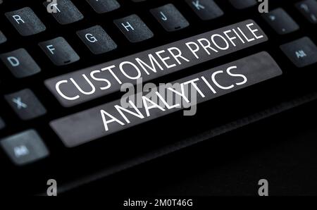 Handwriting text Customer Profile Analytics. Business concept customer ...