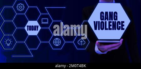 Writing displaying text Gang Violence, Internet Concept infringement of ...