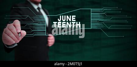 Inspiration showing sign June Teenth. Business showcase legal holiday ...