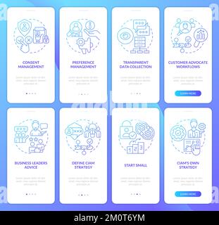 Implement CIAM strategy blue gradient onboarding mobile app screen ...