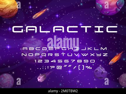 Cartoon space letter N on starry galaxy vector background. Kids ...