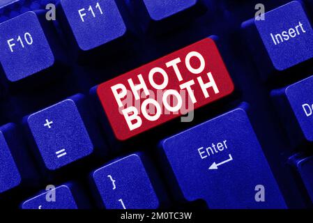 Text sign showing Photo Booth. Concept meaning form of photo sharing ...