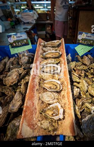 France, Gironde, Arcachon, the covered market, fruit and vegetable ...