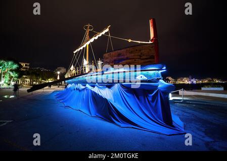 Volos, Greece, decorated for the Christmas holidays. Absolute tourist ...