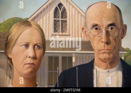 Grant Wood, American Gothic 1930 Oil on board. Art Institute of Chicago ...