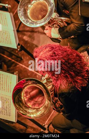 The tuba or bass is the largest of the metal wind instruments Stock ...