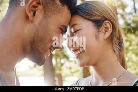 I will love you for eternity. a young couple standing together and ...