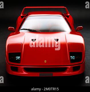 Scanned image of a Ferrari F40 supercar, profile, London, UK shot on ...