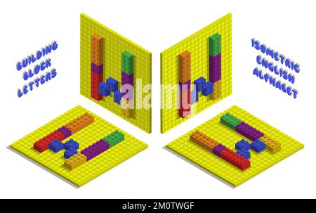 Isometric toy bricks of letter Z. Letter from blocks for children ...