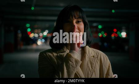 Girl with a closed mouth, forbid speaking, propaganda and silence, you ...