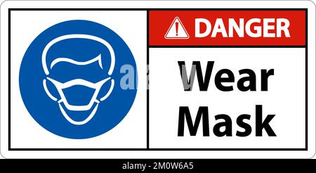 Danger Wear Mask Sign On White Background Stock Vector Image & Art - Alamy