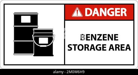 Danger Benzene Storage Area Sign On White Background Stock Vector Image ...